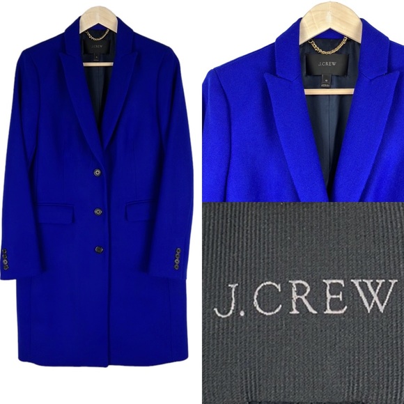 J. Crew | Jackets & Coats | J Crew Parke Topcoat Blue Wool Long Coat ...